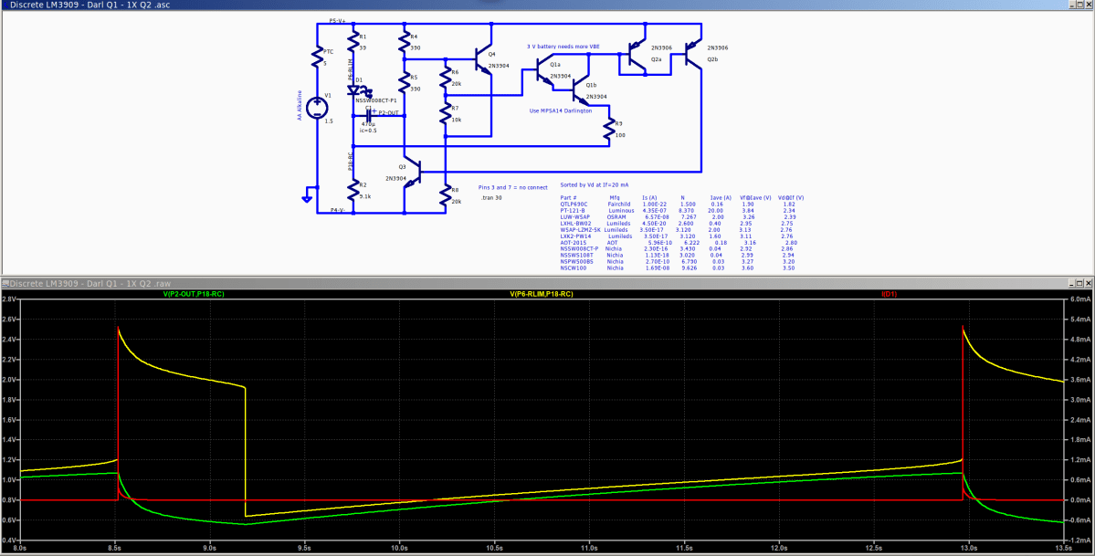 Discrete LM3909 LED Flasher: Circuit Variations – The Smell of Molten ...