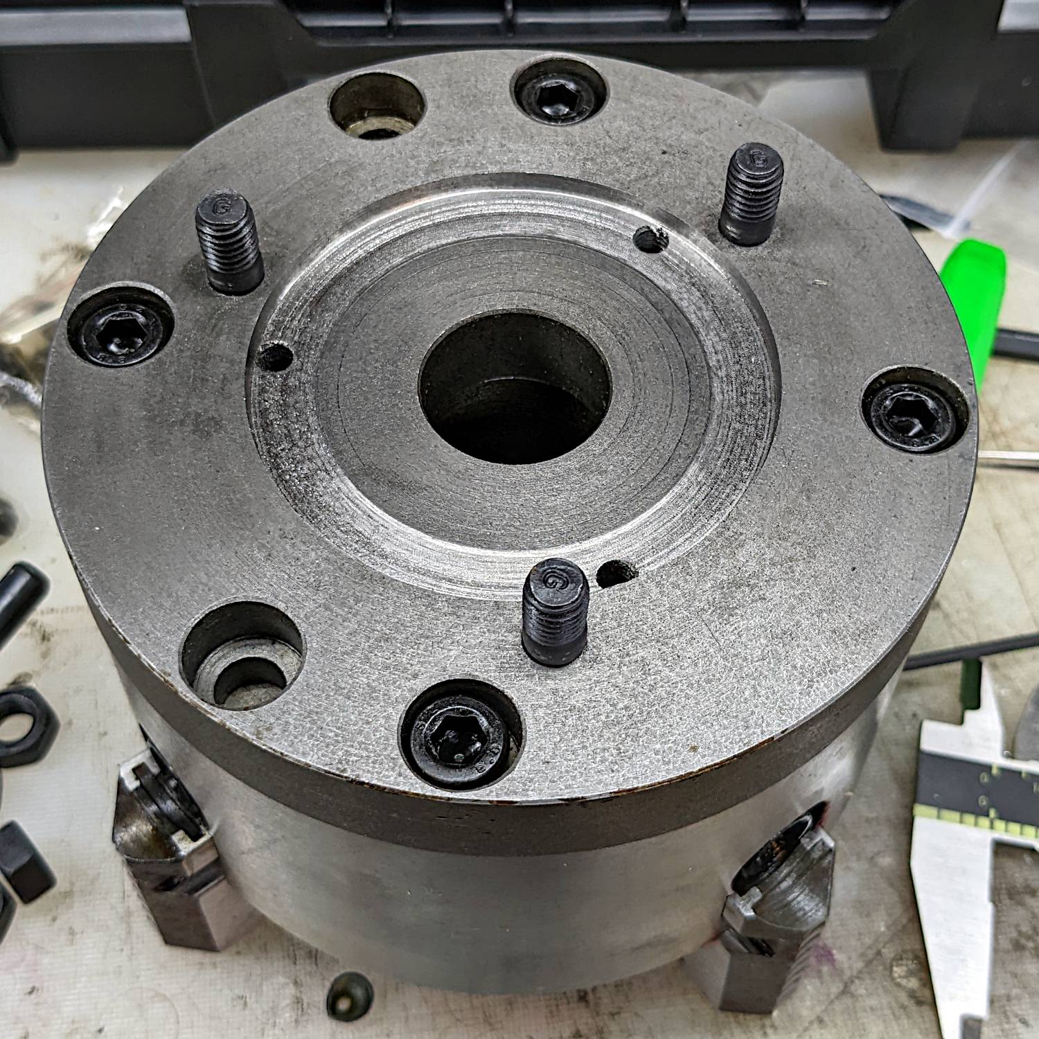 Mini-Lathe: Adapting a Five Inch Four Jaw Chuck Adapter Plate – The ...