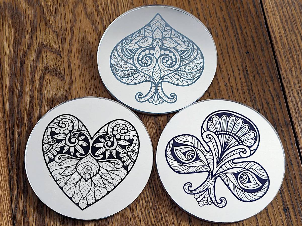 Back-painted Mirror Coasters – The Smell of Molten Projects in the Morning